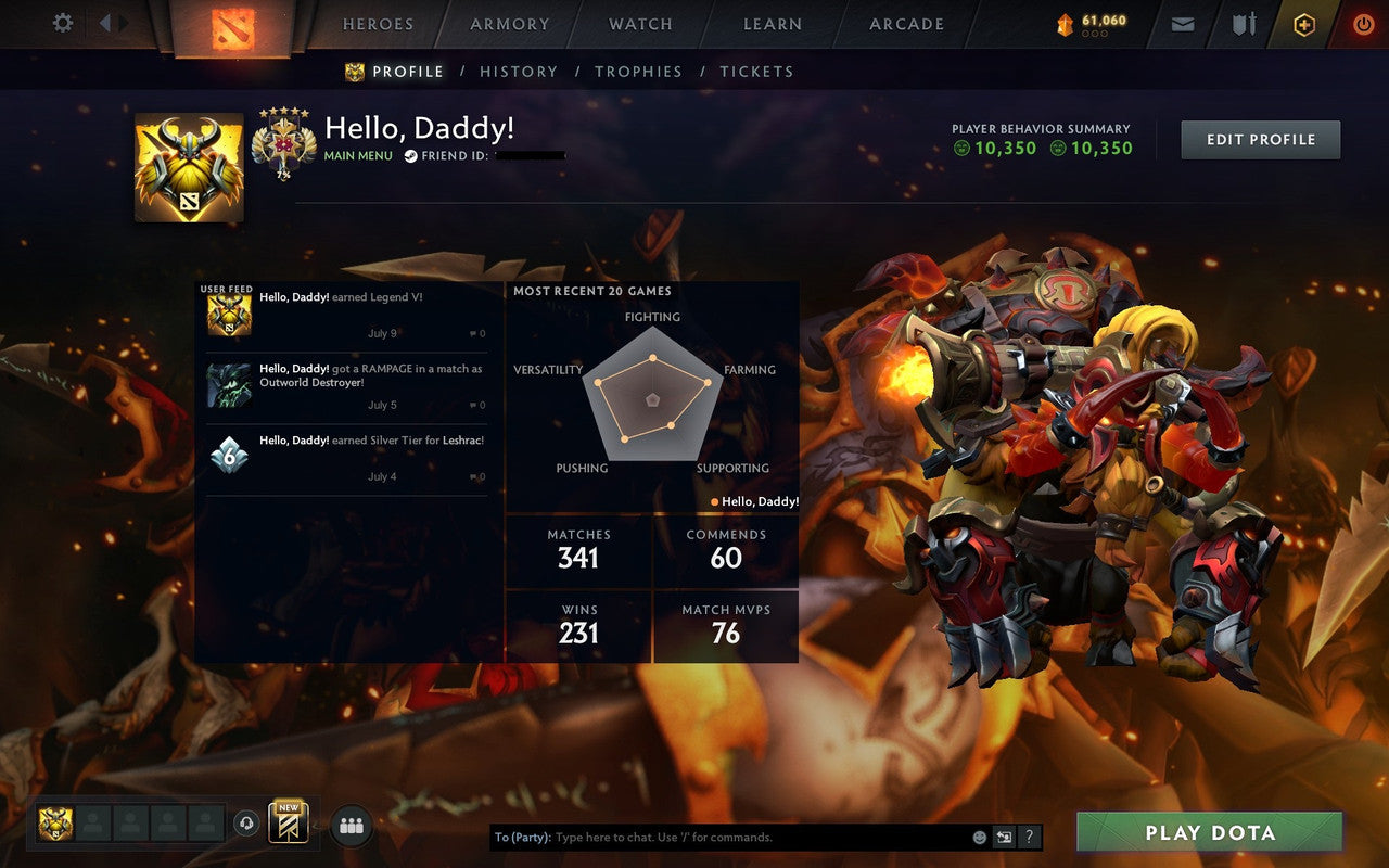 Legend V | MMR: 3708 - Behavior: 10350 – VikingDOTA