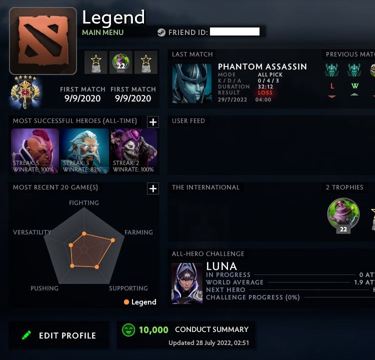 Legend V | MMR: 3740 - Behavior: 10000 – VikingDOTA