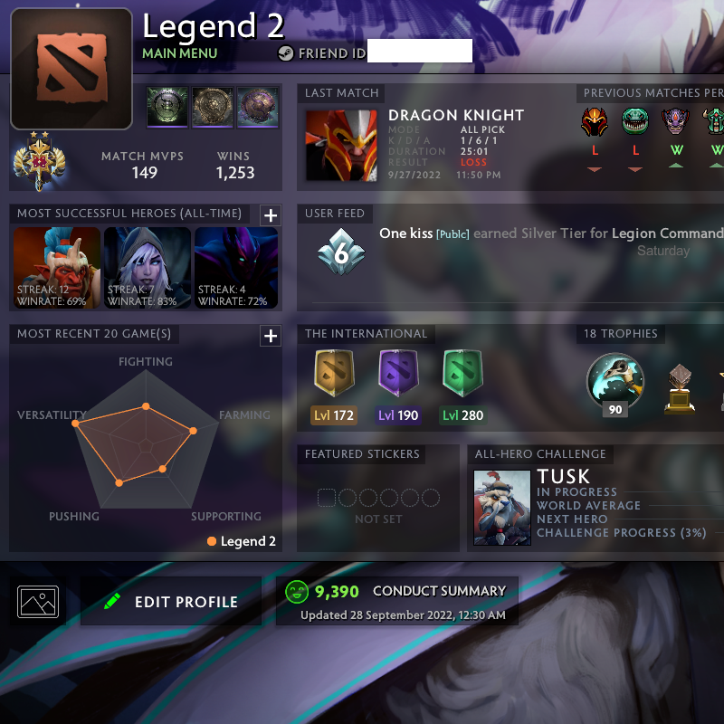 Legend II | MMR: 3310 - Behavior: 9390 – VikingDOTA