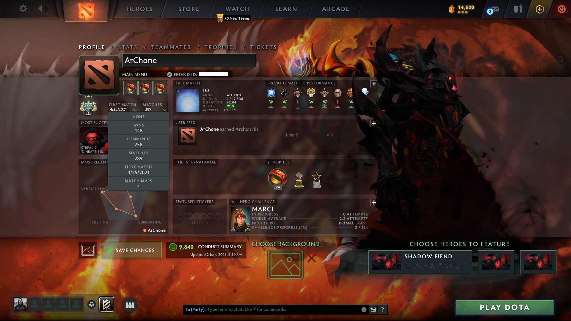 Archon III | MMR: 2709 - Behavior: 9840 – VikingDOTA