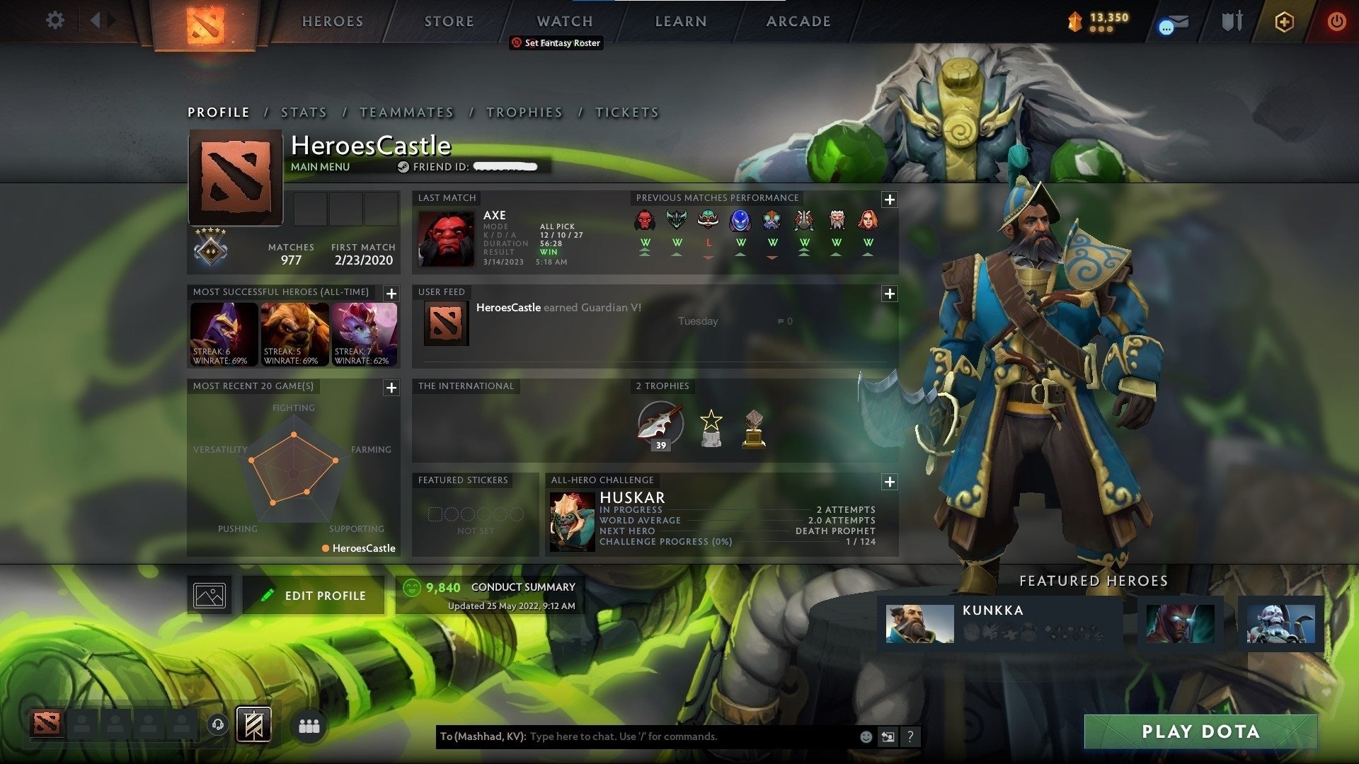 Guardian V | MMR: 1480 - Behavior: 9840 – VikingDOTA