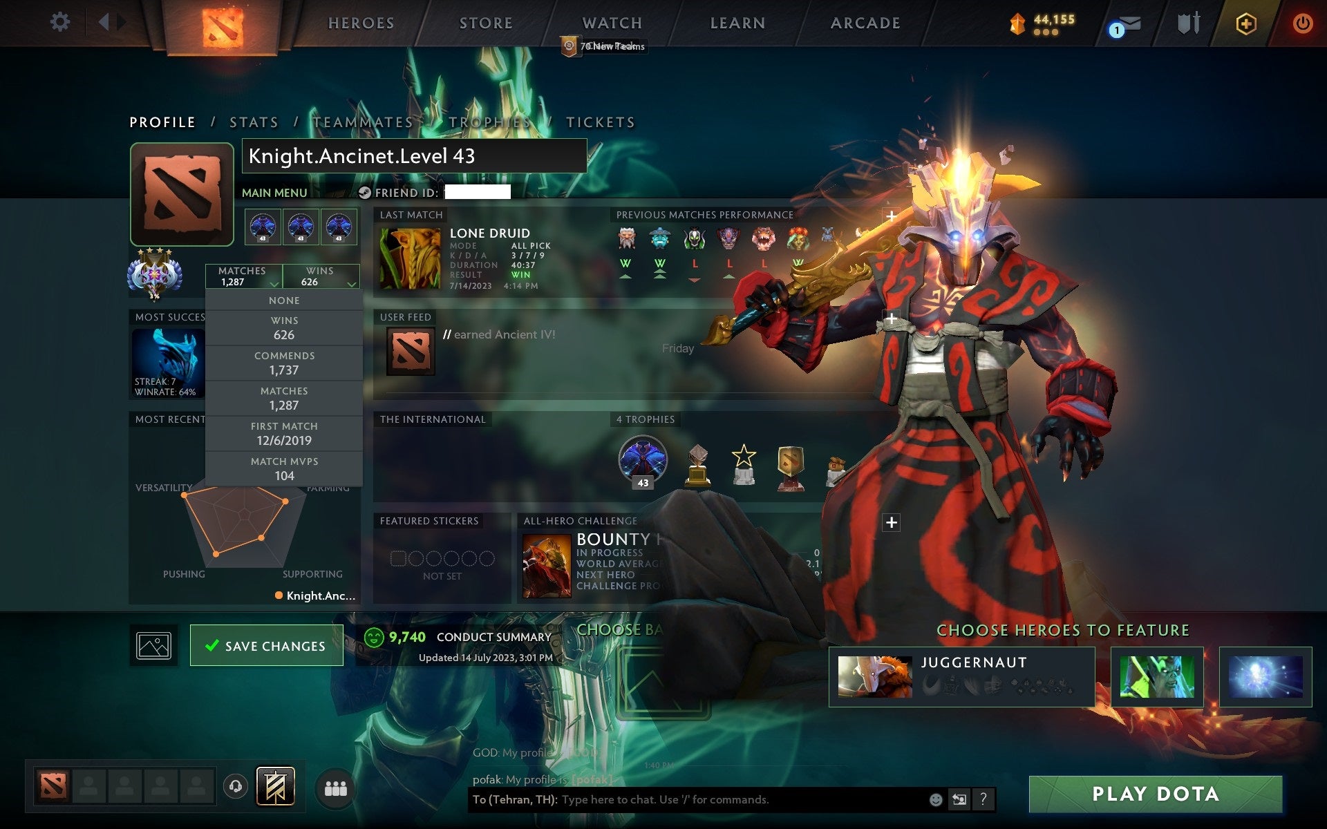 Ancient IV | MMR: 4317 - Behavior: 9740 – VikingDOTA