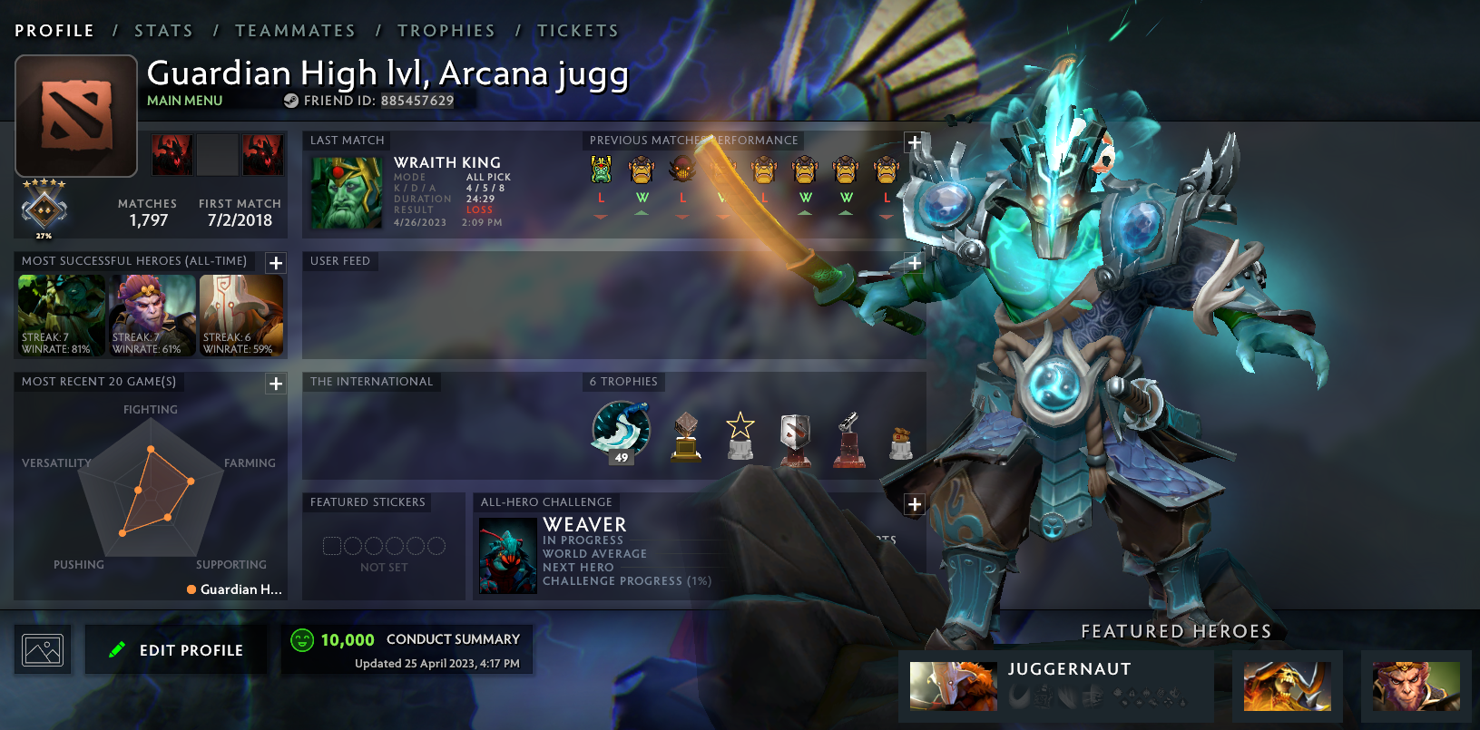 Guardian V | MMR: 1429 - Behavior: 10000 – VikingDOTA