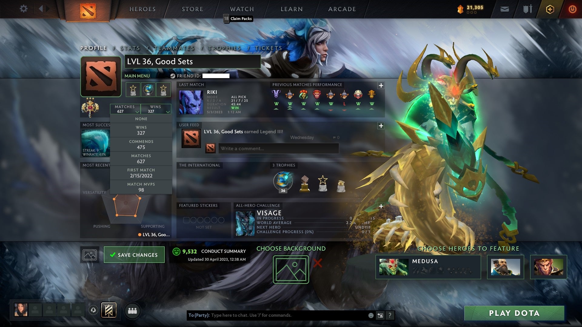 Legend III | MMR: 3454 - Behavior: 9532 – VikingDOTA