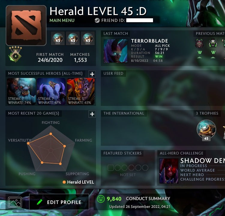 Herald V | MMR: 650 - Behavior: 9840 – VikingDOTA