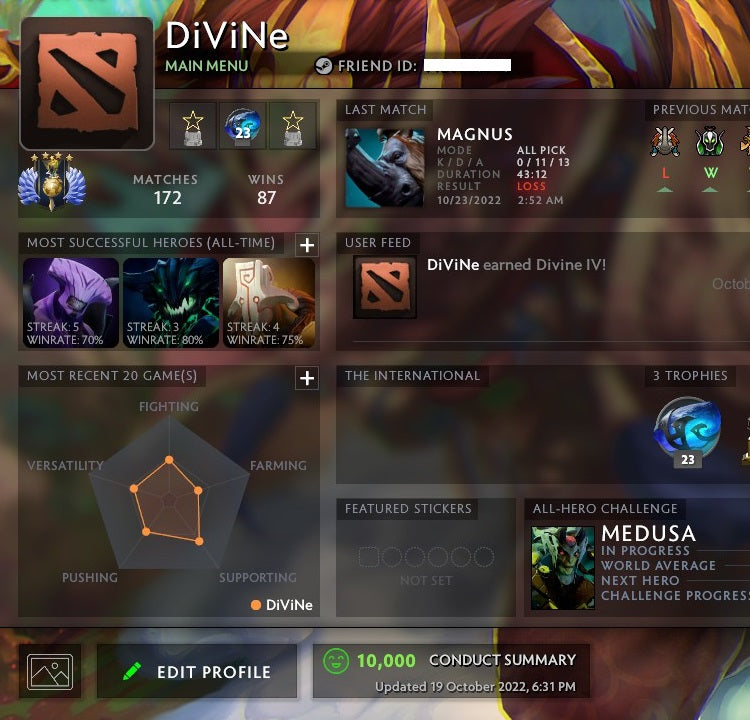 Divine IV | MMR: 5280 - Behavior: 10000 – VikingDOTA