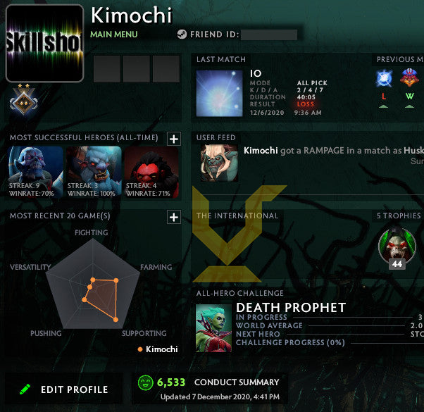 Guardian II | MMR: 1030 - Behavior : 6533 – VikingDOTA