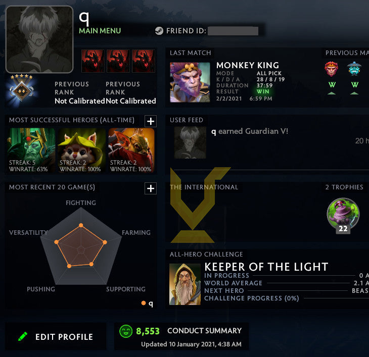 Guardian V | MMR : 1460 - Behavior : 8555 – VikingDOTA