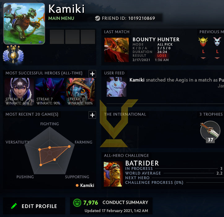 Divine IV | MMR : 5110 - Behavior : 7976 – VikingDOTA