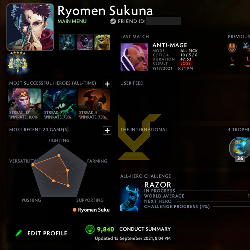 Archon V | MMR: 2890 - Behavior: 9840 – VikingDOTA