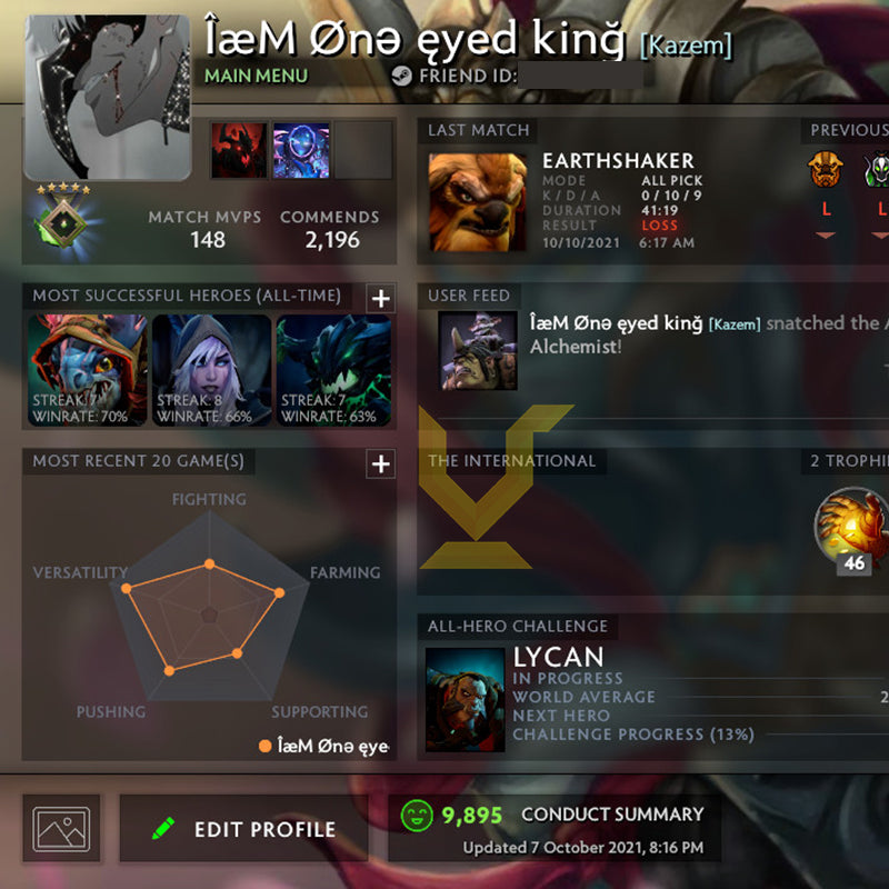 Herald V | MMR : 580 - Behavior : 9895 – VikingDOTA