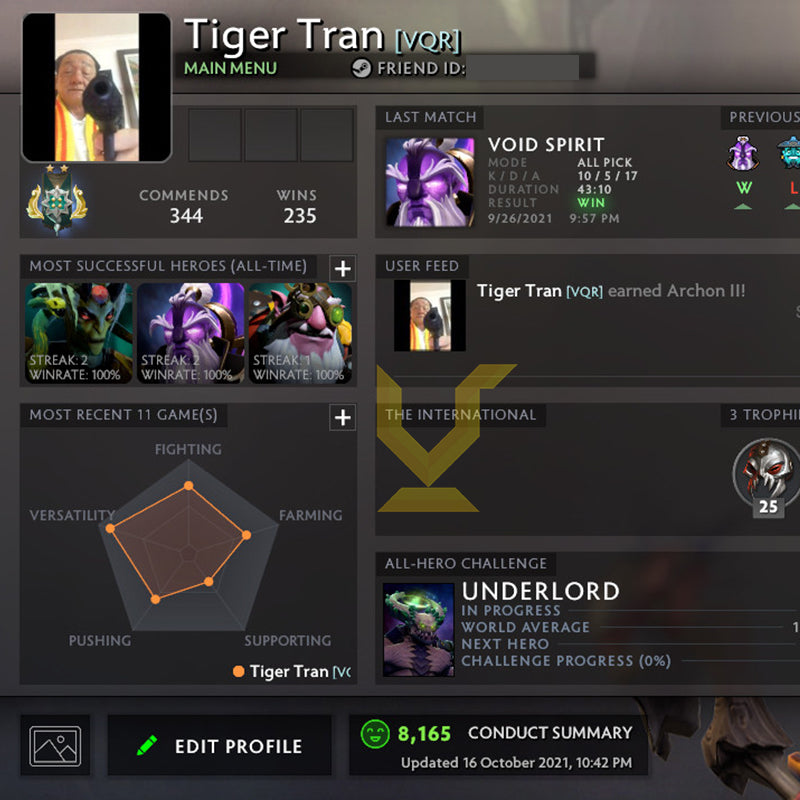 Archon II | MMR: 2500 - Behavior: 8165 – VikingDOTA