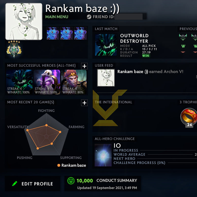 Archon V | MMR: 3000 - Behavior: 10000 – VikingDOTA