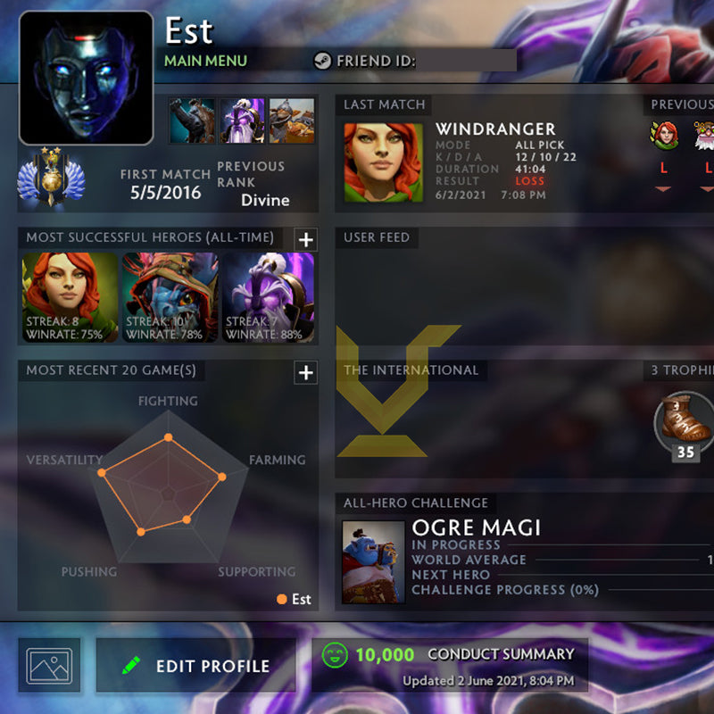 Divine II | MMR: 4860 - Behavior: 10000 – VikingDOTA