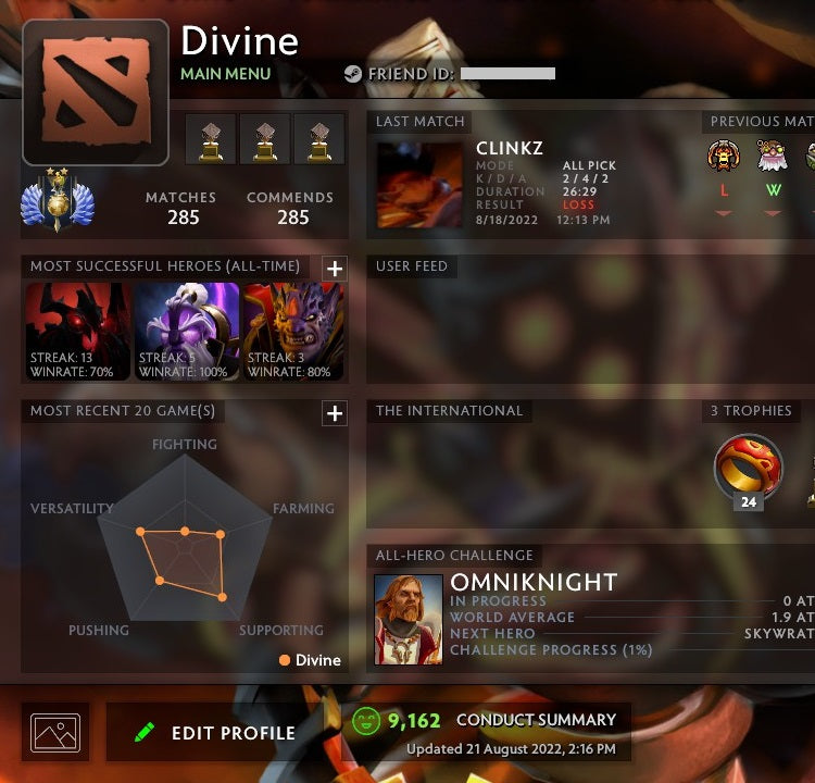 Divine II | MMR: 4970 - Behavior: 9162 – VikingDOTA