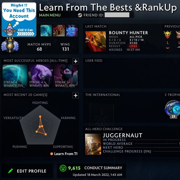 Divine III | MMR: 5170 - Behavior: 9615 – VikingDOTA