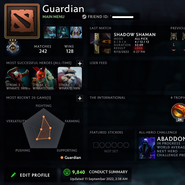 Guardian III | MMR: 1080 - Behavior: 9840 – VikingDOTA