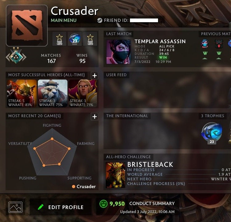 Crusader II | MMR: 1770 - Behavior: 9950 – VikingDOTA