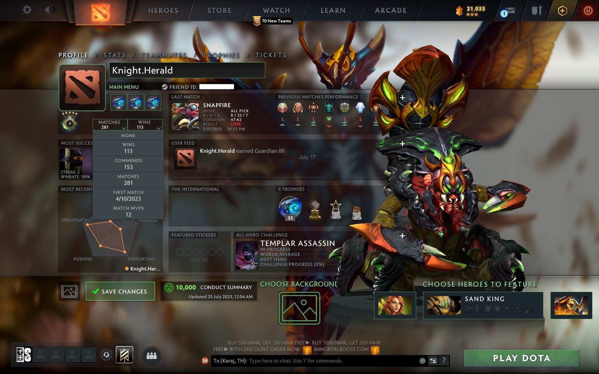 Herald V | MMR: 606 - Behavior: 10000 – VikingDOTA