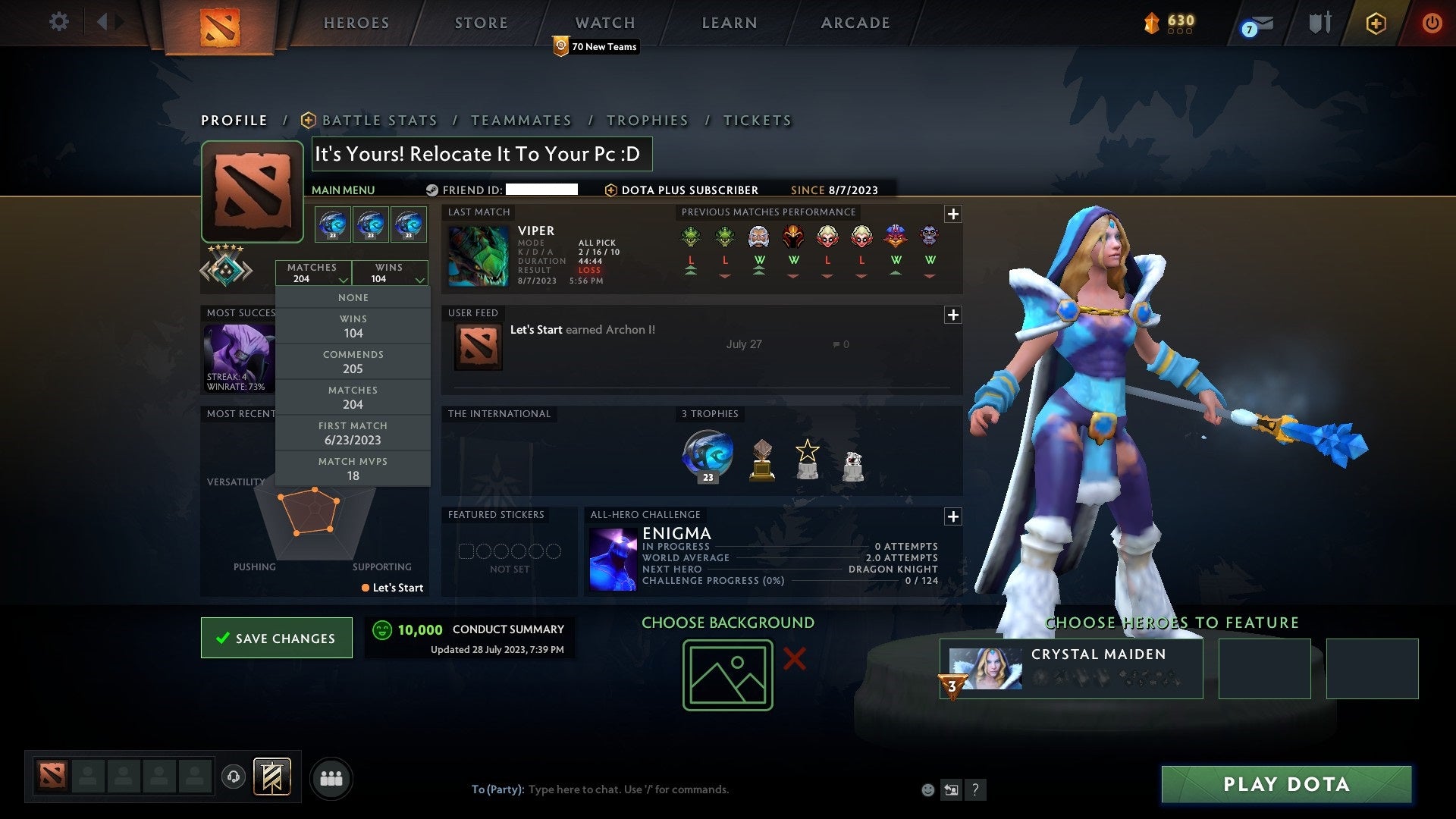 Crusader V | MMR: 1985 - Behavior: 10000 – VikingDOTA