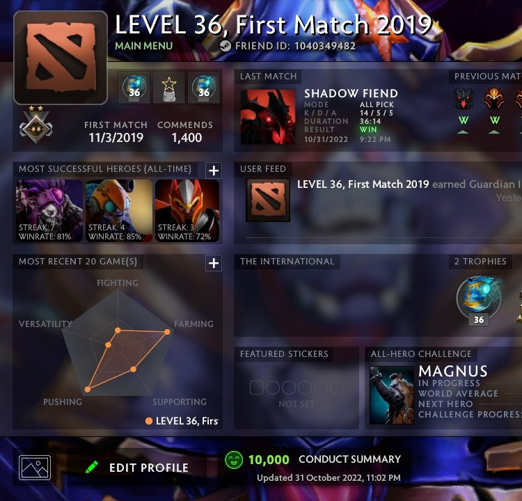 Guardian II | MMR: 1020 - Behavior: 10000 – VikingDOTA