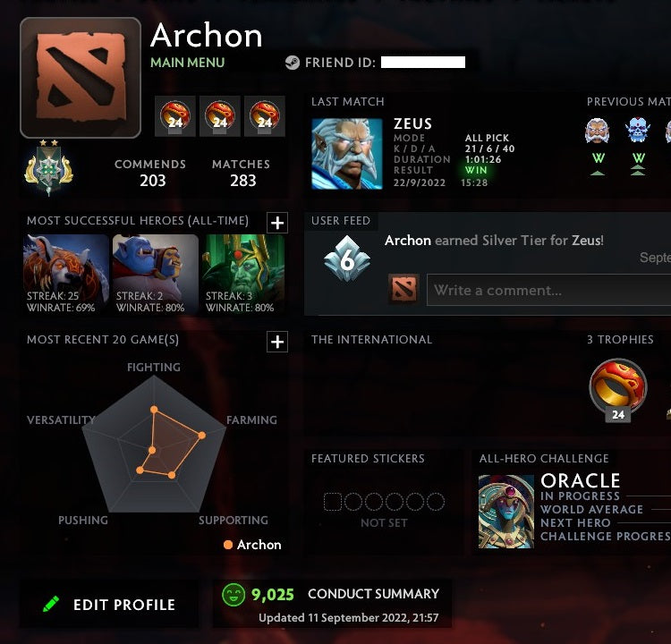 Archon II | MMR: 2430 - Behavior: 9025 – VikingDOTA