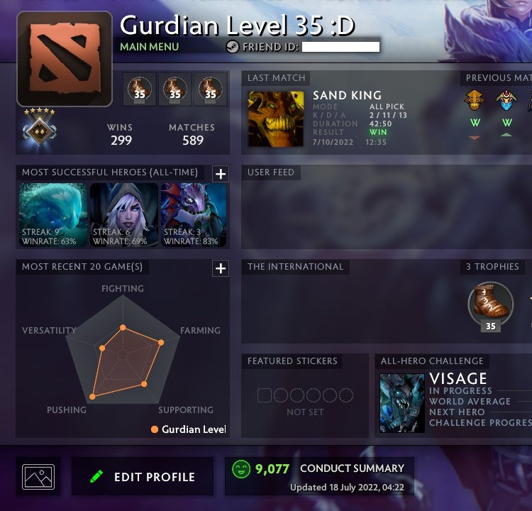 Guardian V | MMR: 1380 - Behavior: 9077 – VikingDOTA