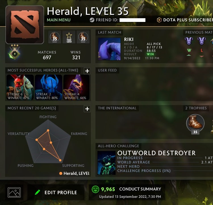 Herald III | MMR: 340 - Behavior: 9965 – VikingDOTA