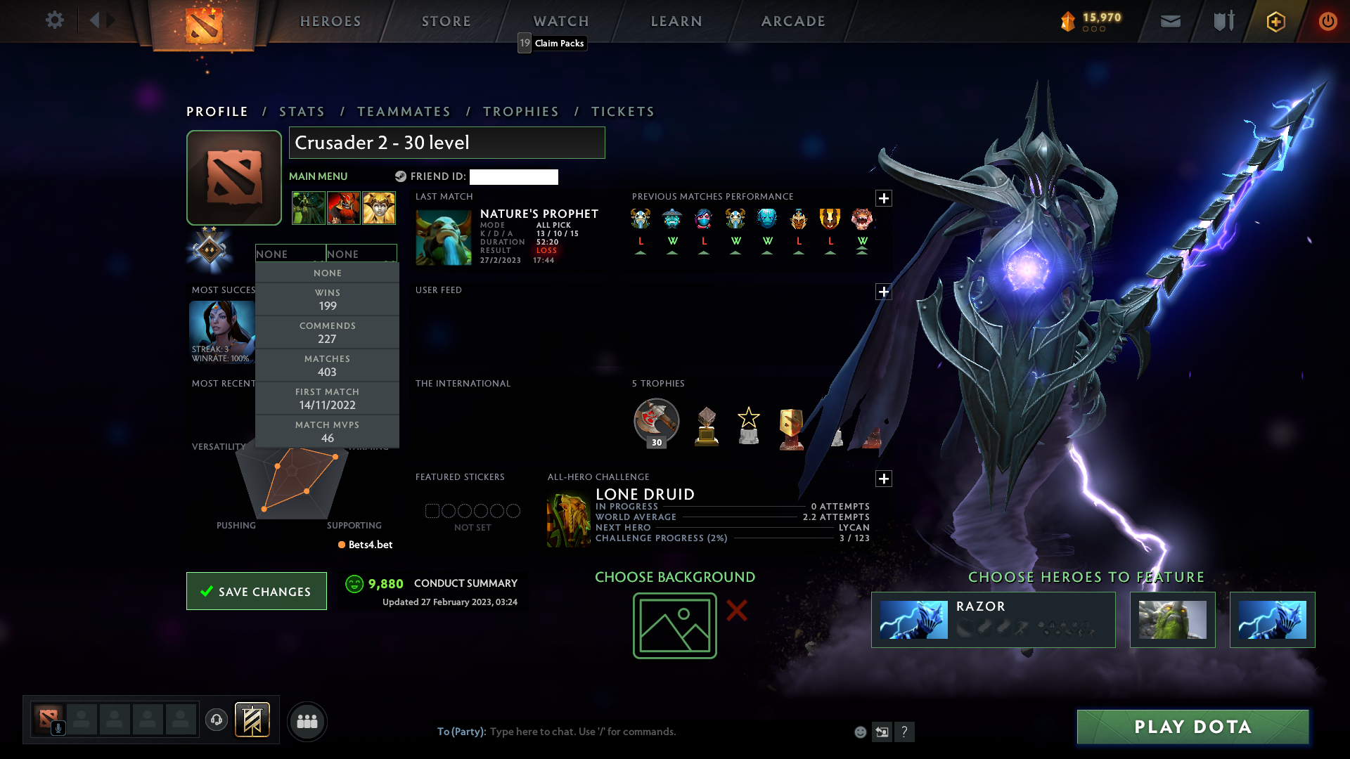 Guardian II | MMR: 860 - Behavior: 9880 – VikingDOTA