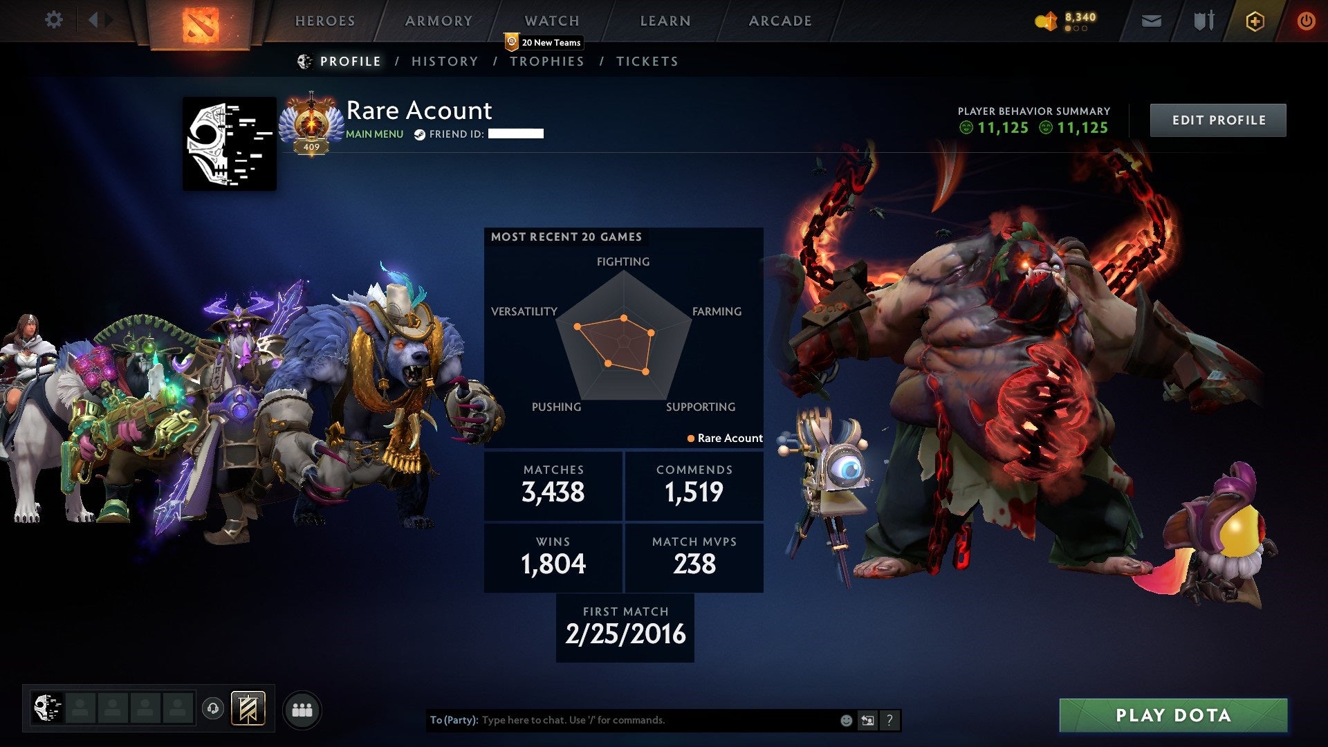 Immortal [409] | MMR: 8479 - Behavior: 11125 - Communication: 11125 ...