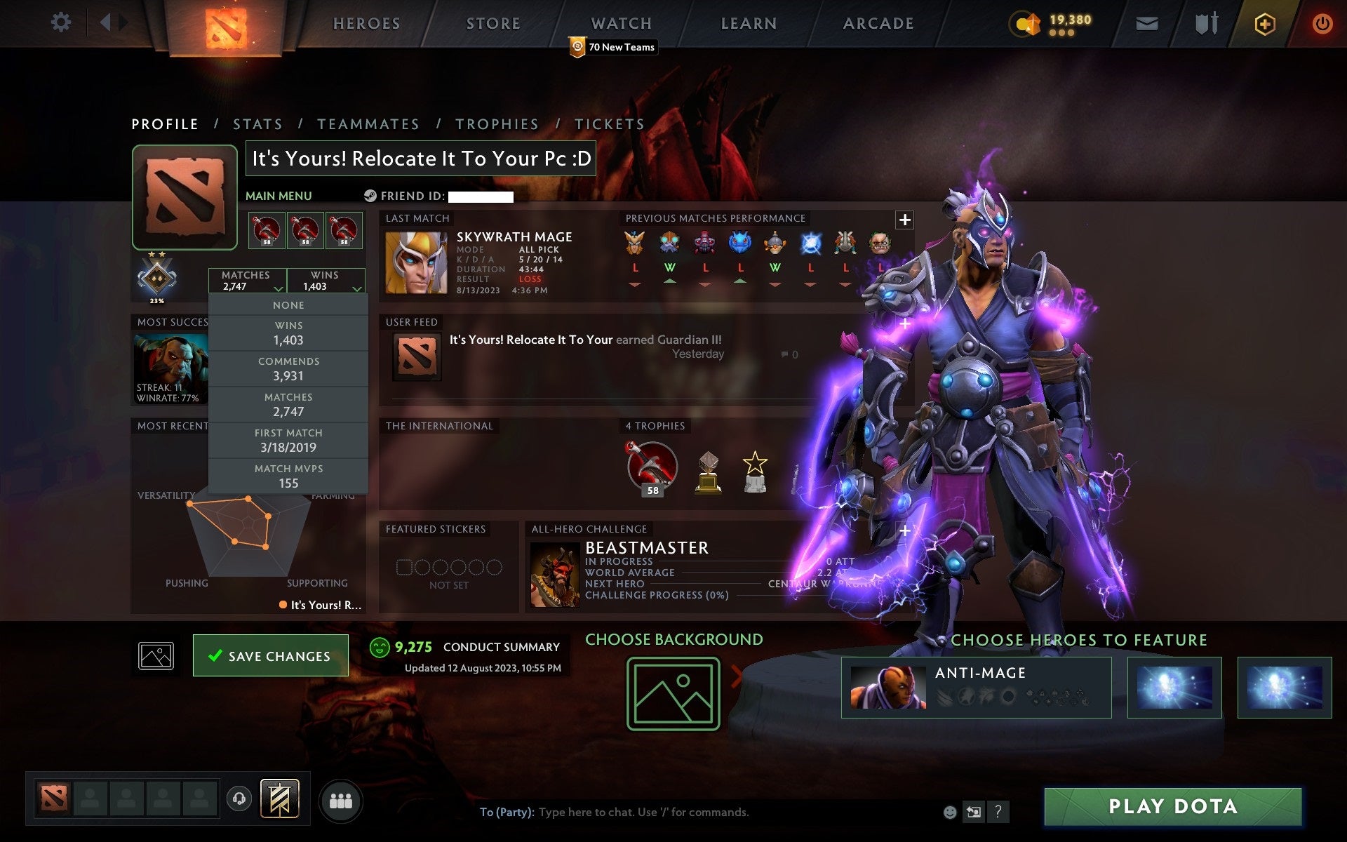 Guardian II | MMR: 960 - Behavior: 9275 – VikingDOTA