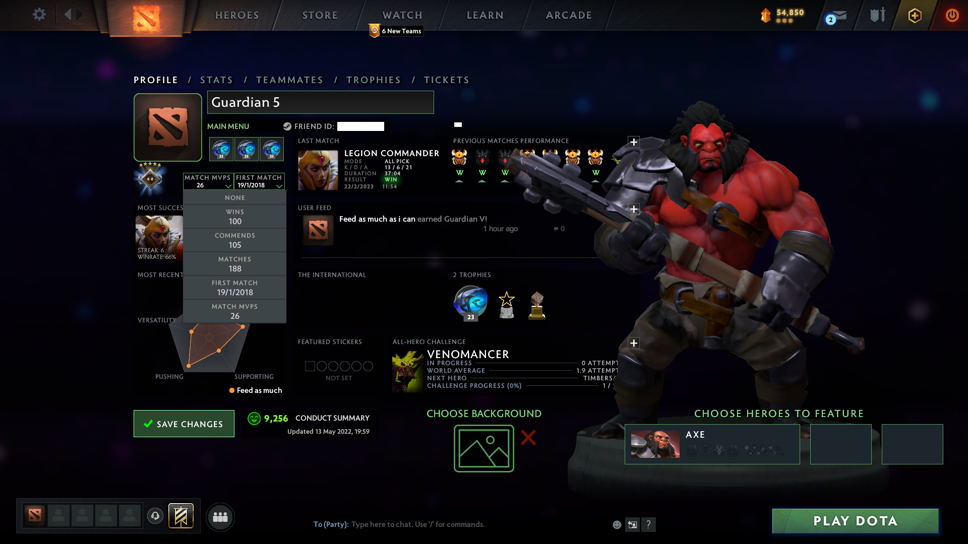 Guardian V | MMR: 1460 - Behavior: 9256 – VikingDOTA