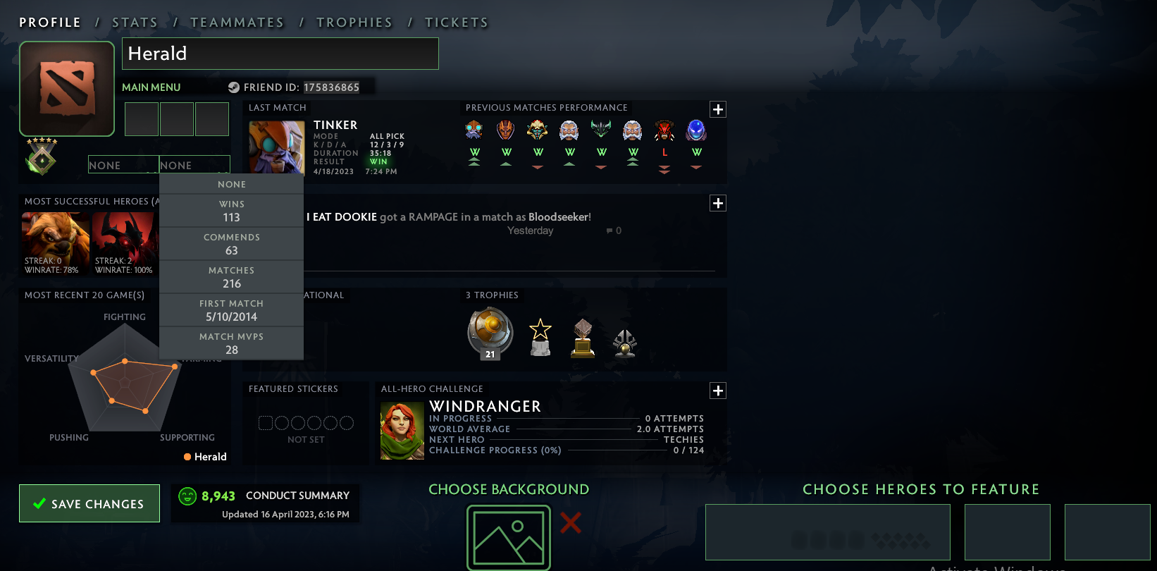 Herald V | MMR: 570 - Behavior: 8943 – VikingDOTA