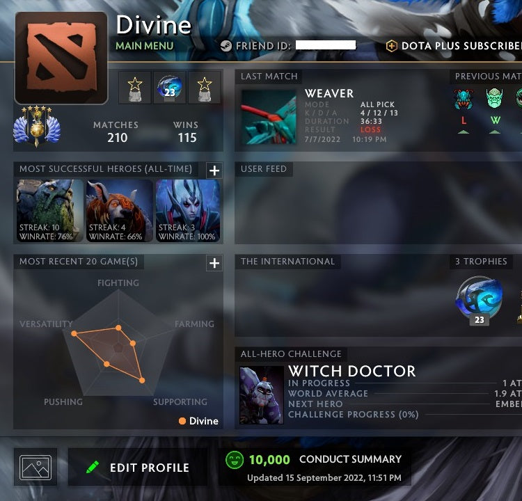 Divine V | MMR: 5490 - Behavior: 10000 – VikingDOTA