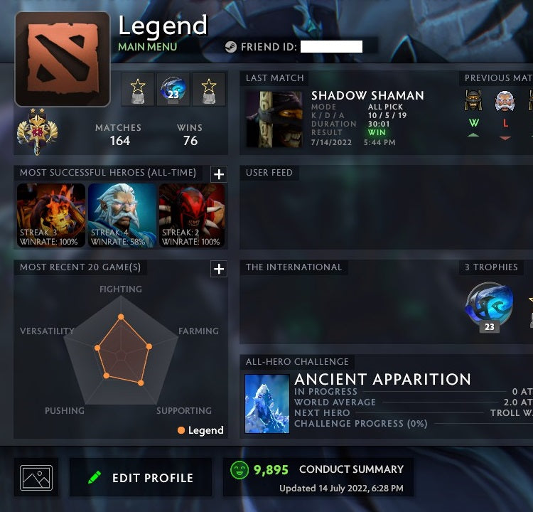 Legend II | MMR: 3330 - Behavior: 9895 – VikingDOTA