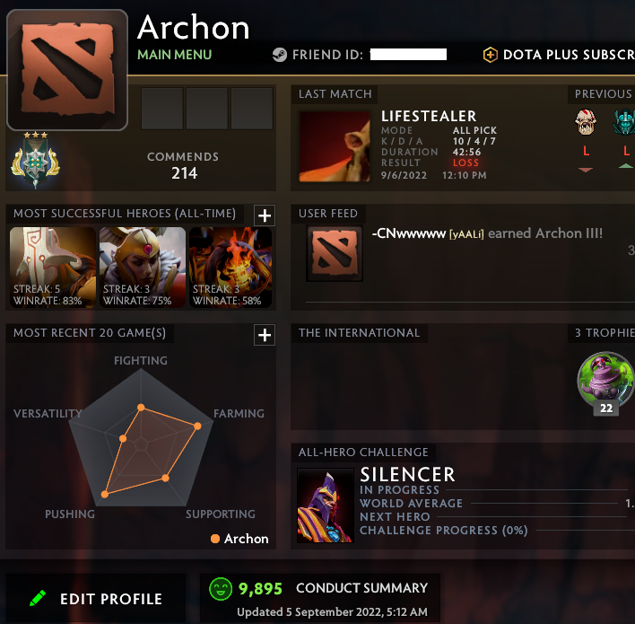 Archon III | MMR: 2670 - Behavior: 9895 – VikingDOTA