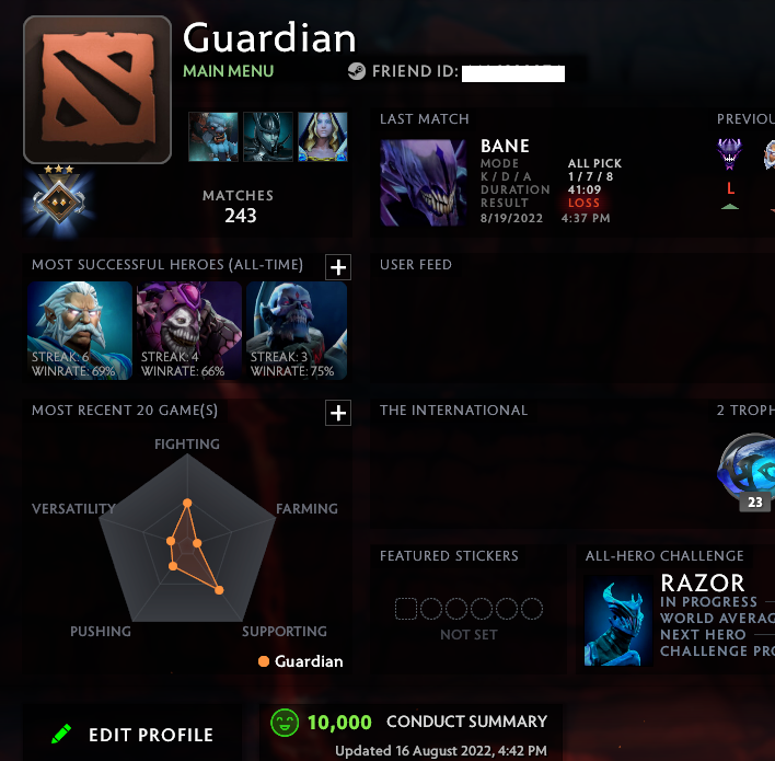 Guardian III | MMR: 1160 - Behavior: 10000 – VikingDOTA