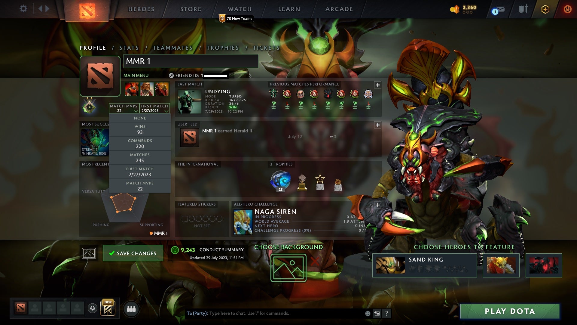 Herald II | MMR: 1 - Behavior: 9243 – VikingDOTA