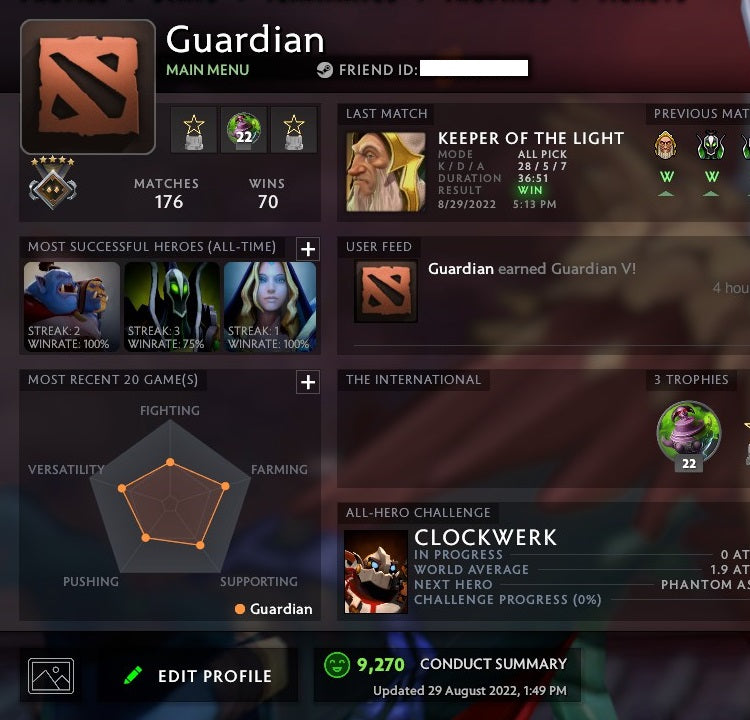 Guardian V | MMR: 1410 - Behavior: 9270 – VikingDOTA