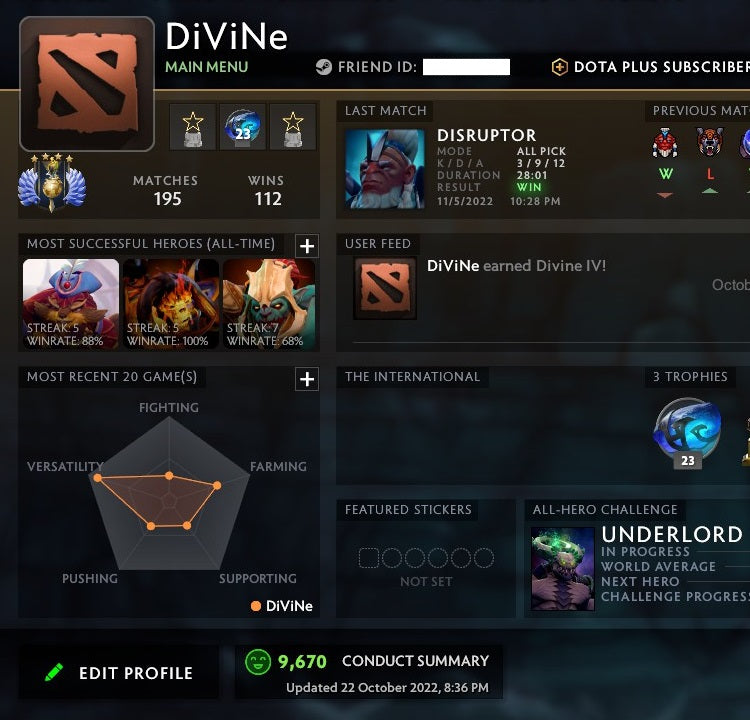 Divine IV | MMR: 5380 - Behavior: 9670 – VikingDOTA