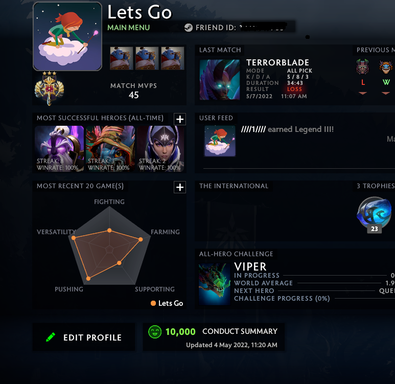 Legend III | MMR: 3480 - Behavior: 10000 – VikingDOTA
