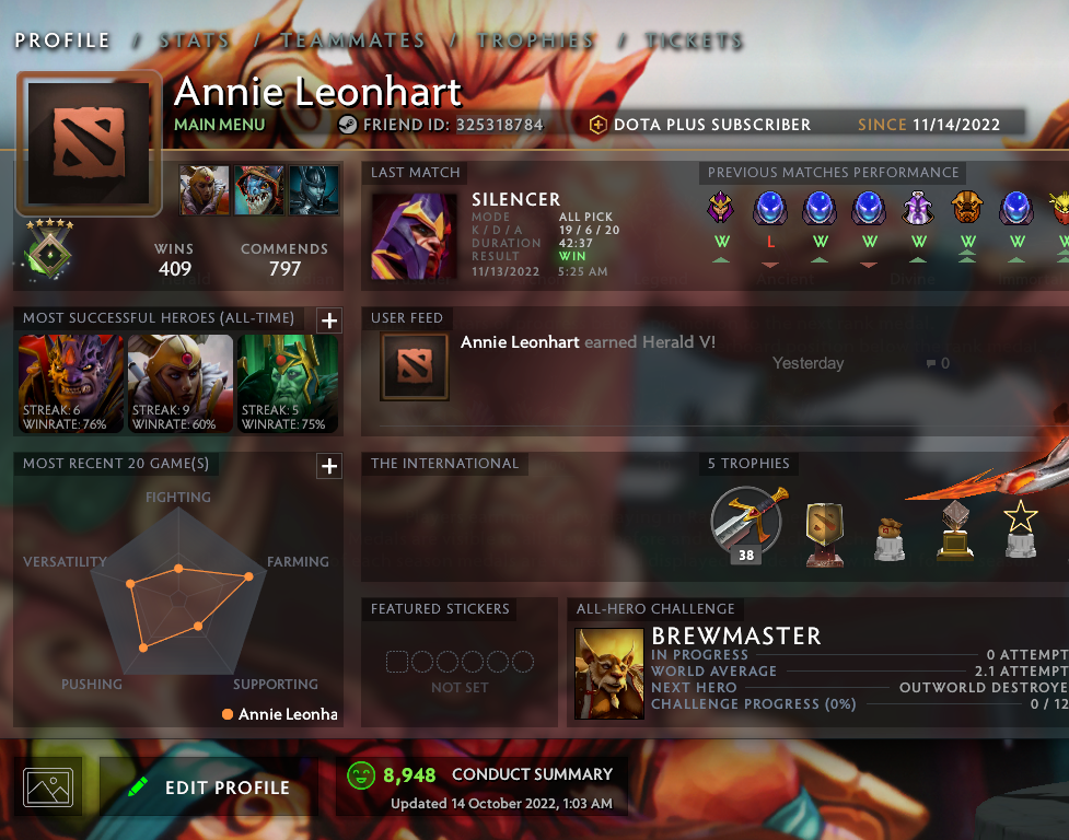 Herald V | MMR: 630 - Behavior: 8948 – VikingDOTA