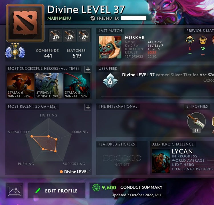 Divine III | MMR: 4960 - Behavior: 9600 – VikingDOTA