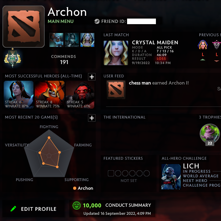Archon I | MMR: 2370 - Behavior: 10000 – VikingDOTA