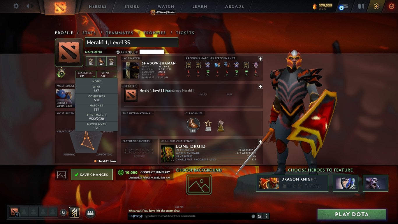 Herald I | MMR: 140 - Behavior: 10000 – VikingDOTA