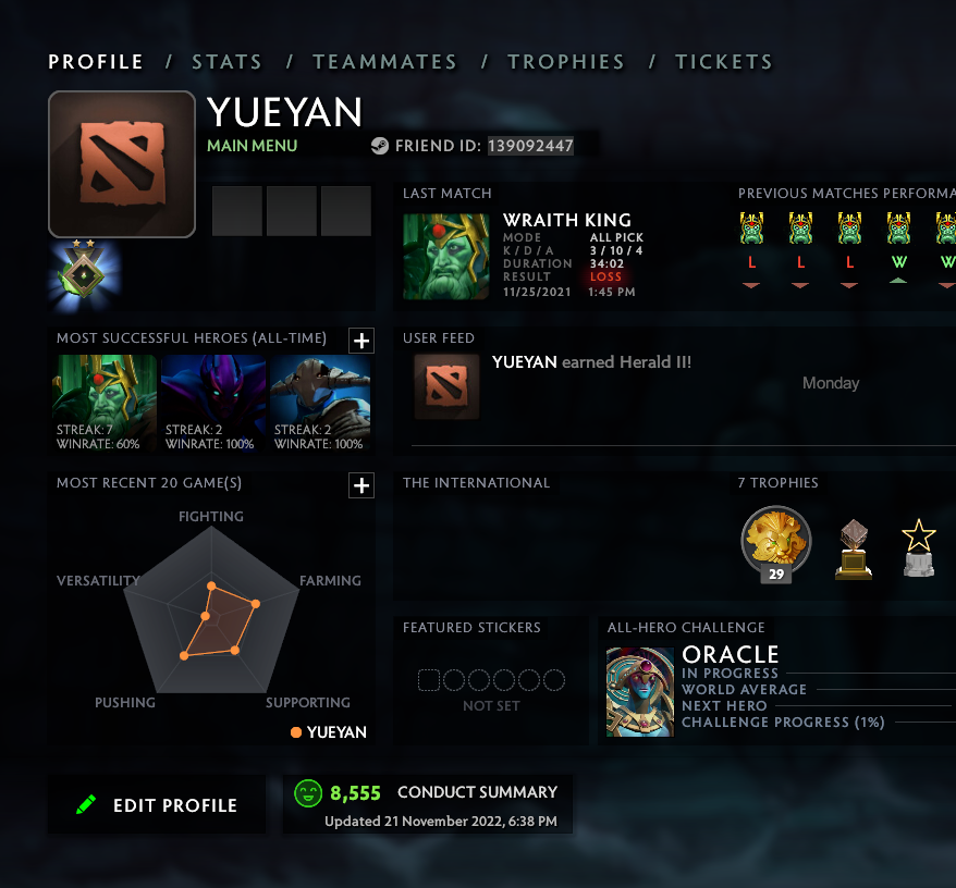Herald II | MMR: 240 - Behavior: 8555 – VikingDOTA