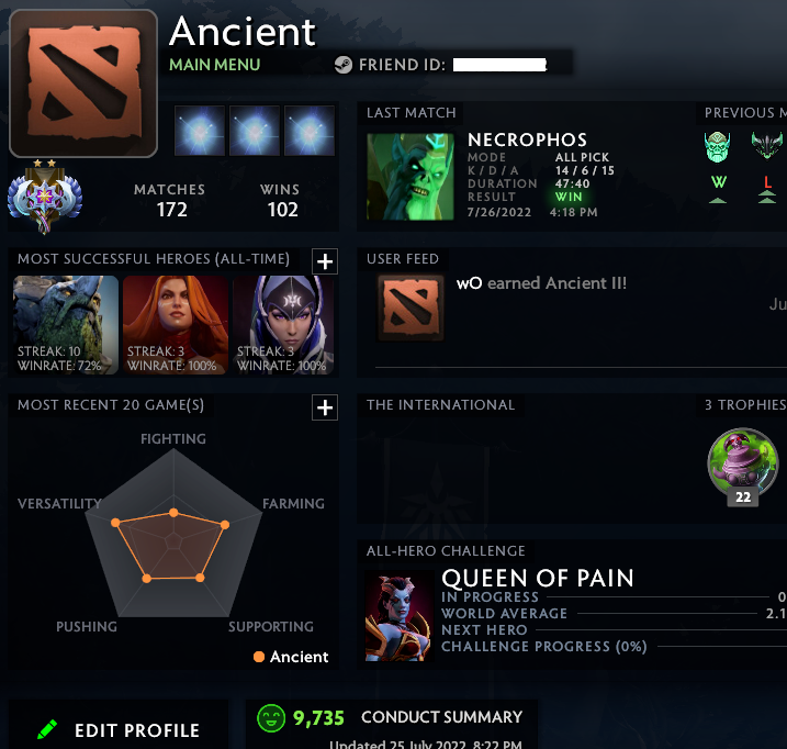 Ancient II | MMR: 4150 - Behavior: 9735 – VikingDOTA