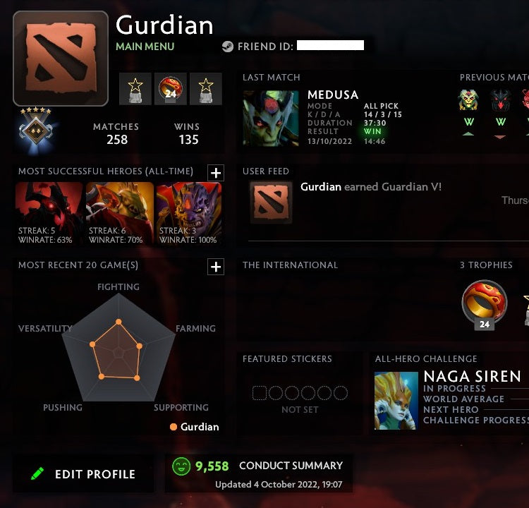 Guardian V | MMR: 1390 - Behavior: 9558 – VikingDOTA