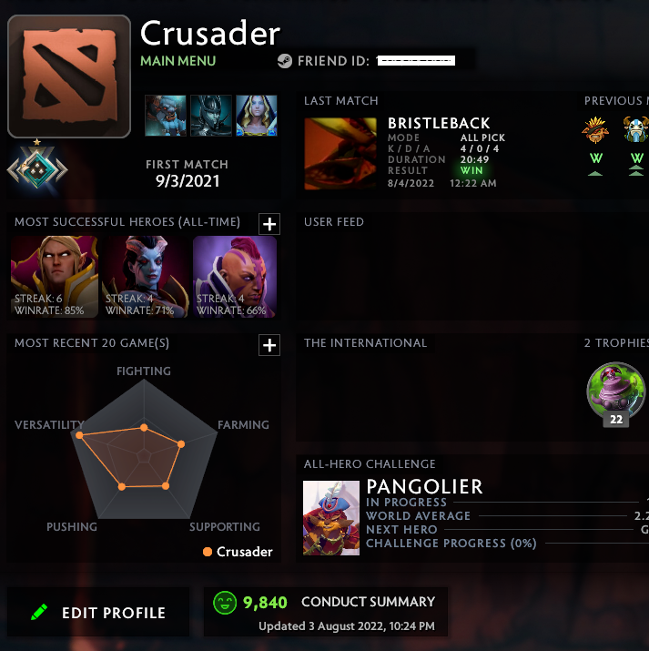 Crusader I | MMR: 1650 - Behavior: 9840 – VikingDOTA