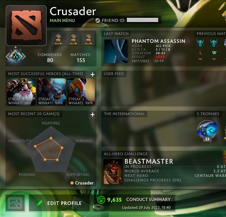 Crusader I | MMR: 1670 - Behavior: 9635 – VikingDOTA